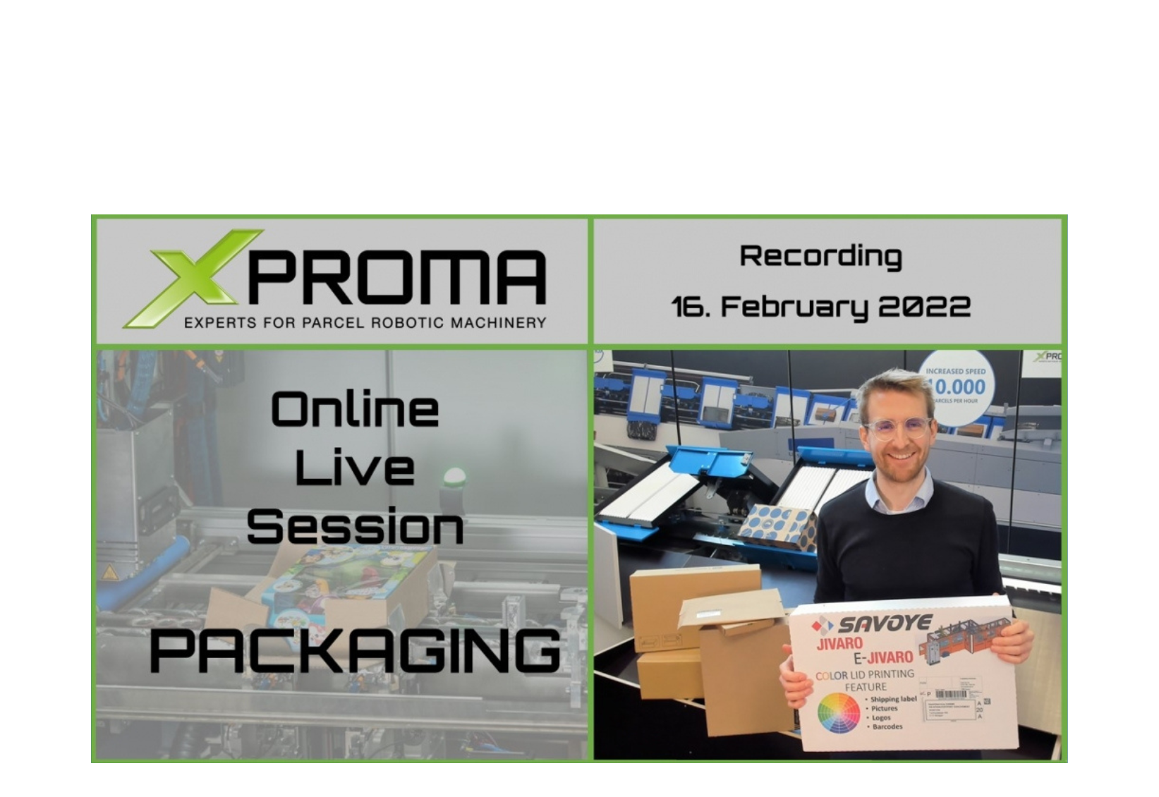 Einladung Online-Live-Session Packaging - XPROMA